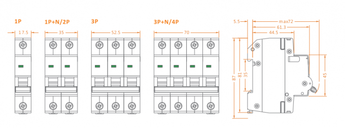 20A Tiang Tunggal MCB 1P 10A 6KA PN8H 1P Plus N BCD Curve Circuit Breaker
